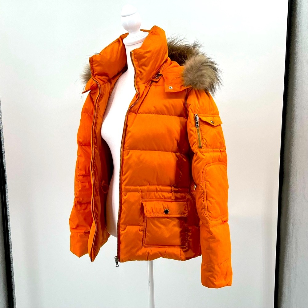 Andrew Marc Down Orange Ski Jacket W/ Real Fur Trimme… - Gem
